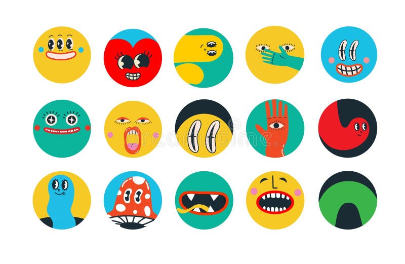 Set of Vector Highlight Covers. Collection of Elements in Trendy Retro ...