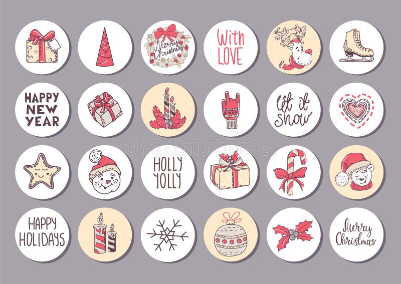 Set of Vector Holiday Stickers. Isolated Background Stock Vector ...