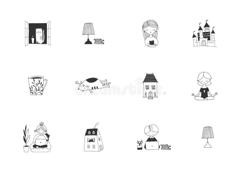 Set of Vector Home Related Illustrations. Isolated Objects Stock Vector ...