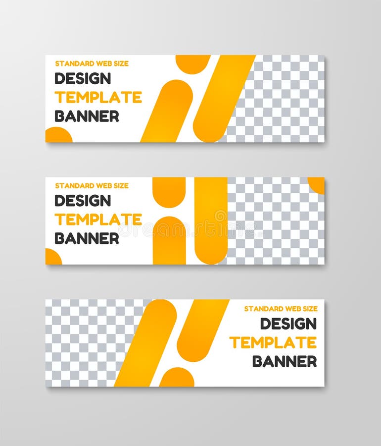 Set of Vector Horizontal Web Banners with Place for Photo and Yellow ...