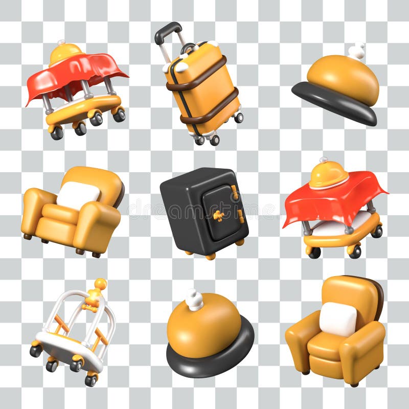 Set of Vector Hotel Icons. Creative Colored Objects Stock Vector ...