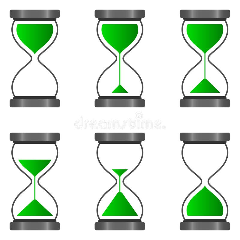 Set of Vector Hourglasses in Tile Flute, Different Kinds of Green Color ...