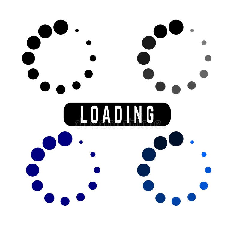 Set Vector Icon Loading Circle Shape For Upload Download Status Preloader Or Buffer Loader