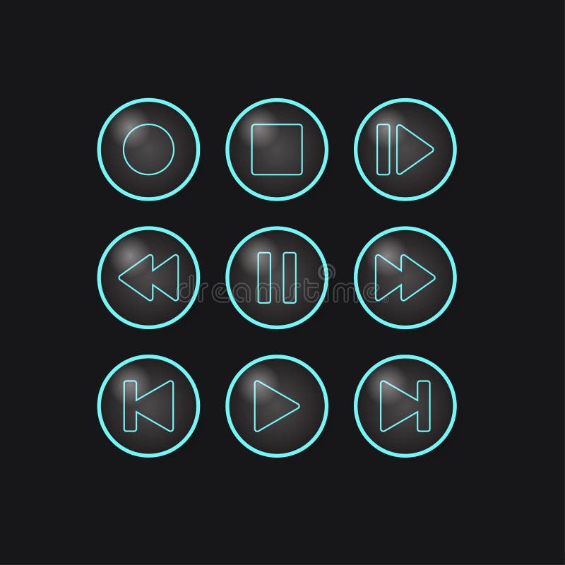 Set Music Player Button Icon Vector Stock Vector - Illustration of ...