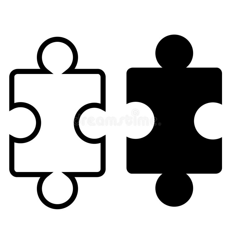 Simple Set 2 Vector Icon Puzzle, Silhouette and Outline Stock Vector ...