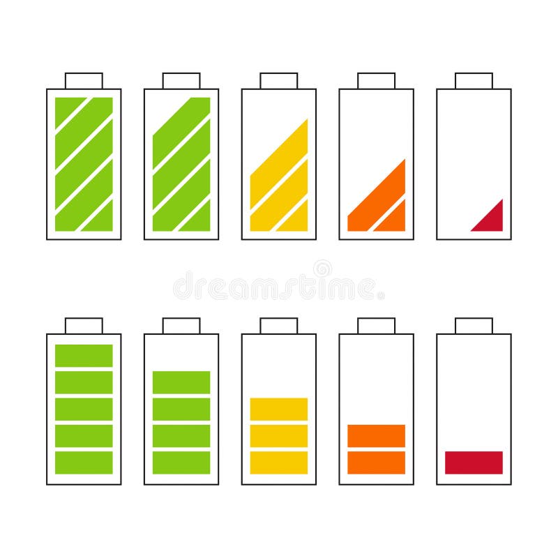 Charging the Battery Set of Colored Icons. Stock Vector - Illustration ...
