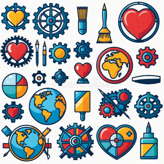 Set of Vector Icons with Different Color Objects Stock Illustration ...