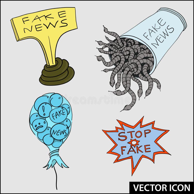 Set of Vector Icons for Filing False Information in the Press Stock ...
