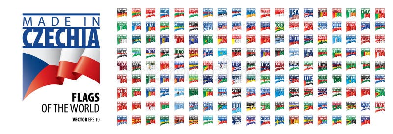 A Set of Vector Icons with Flags of Countries and with the Inscription ...