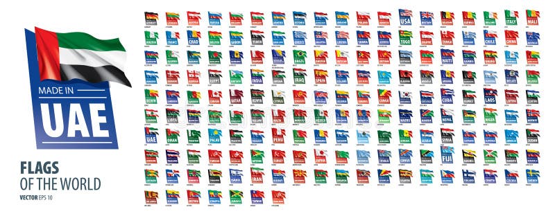 A Set of Vector Icons with Flags of Countries and with the Inscription ...