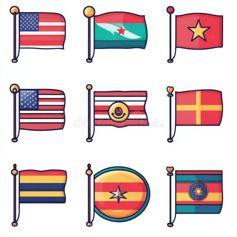 Set of Vector Icons with Flags of Different Countries. Vector ...