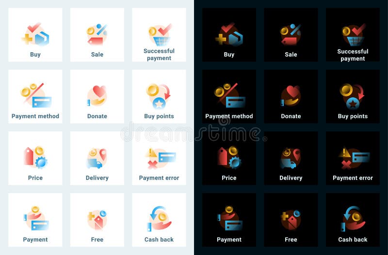 Set of Vector Icons in Gradient Style. Editable Illustrations Stock ...