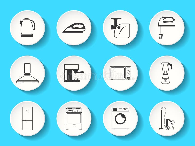Vector Major Appliances Icons Set Stock Vector - Illustration of goods ...