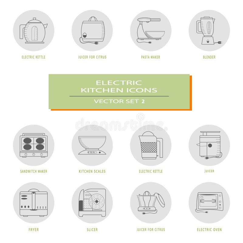 Set of Vector Icons of Kitchen Appliances. Vector Icons of Kitchen ...