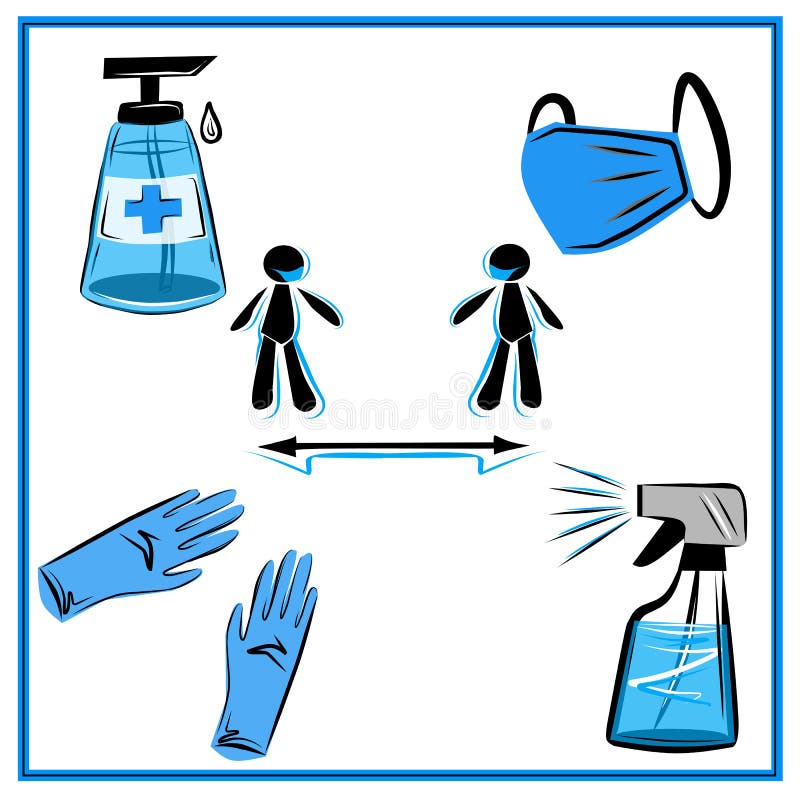 Set of Vector Icons in Linear Technique. Protective Measures, Stock ...