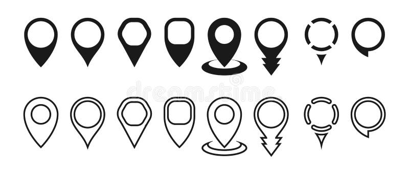 A Set of Vector Icons for the Map Marker Pointer. Modern Markers on the ...