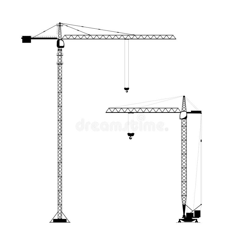 Set of Vector Icons of Modern Tower Construction Cranes Stock Vector ...