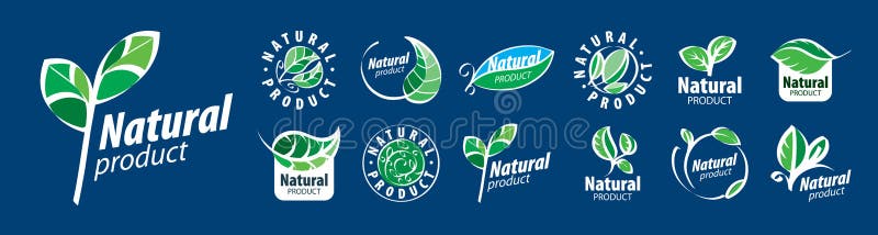 Set of Vector Icons Natural Product on a Blue Background Stock Vector ...