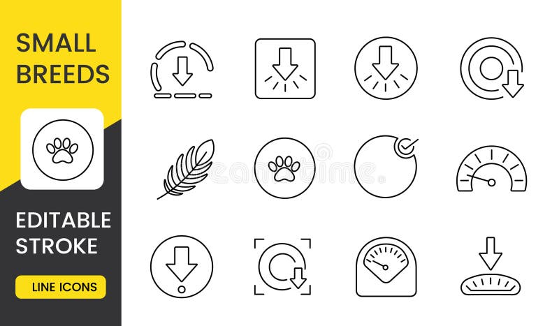 A Set of Vector Icons Representing Small Breeds, Featuring Symbols of ...