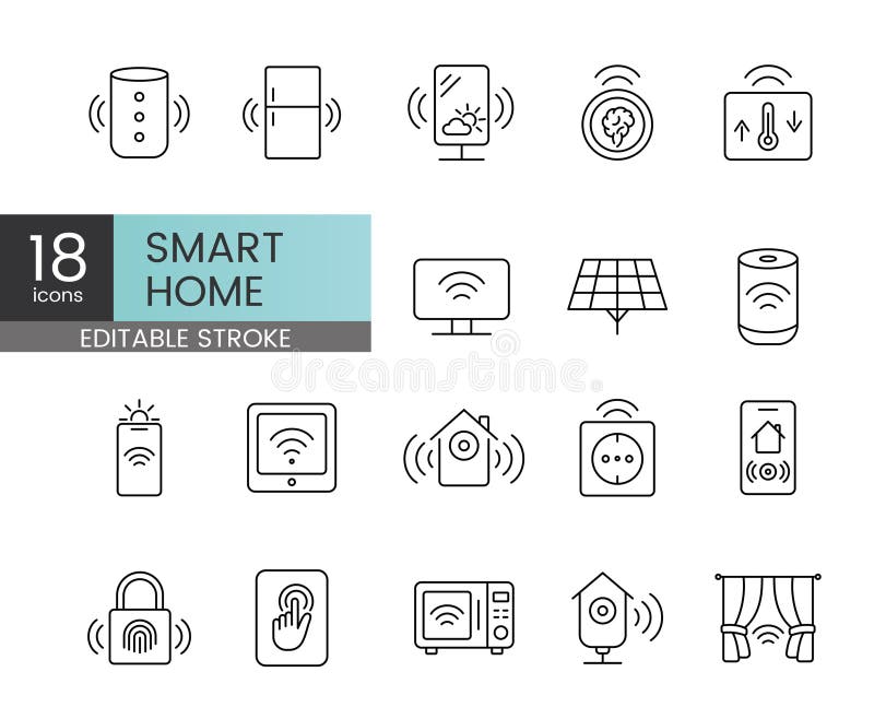 A Set of Vector Icons Representing Smart Home Devices for Automation ...