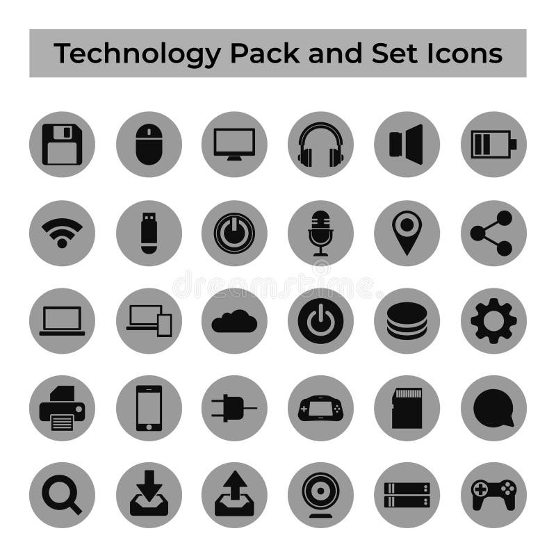 Set Vector Icons, Sign and Symbols Design, Technology and Computing ...