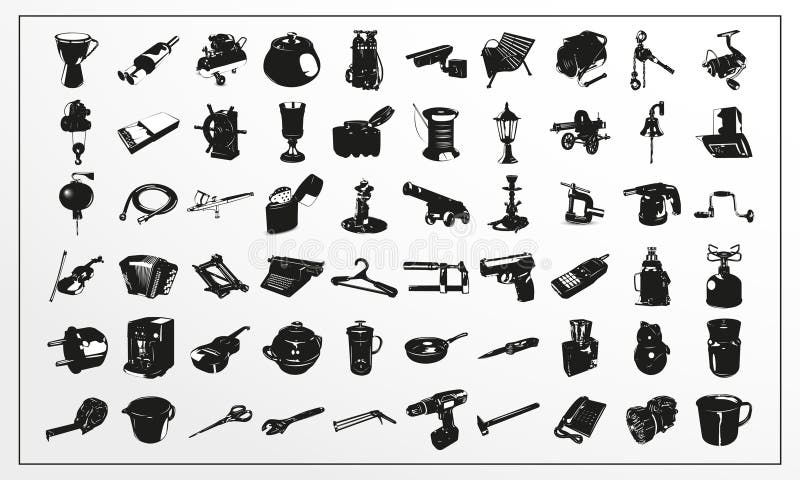 Everyday Objects Icons stock vector. Illustration of goldfish - 27372993