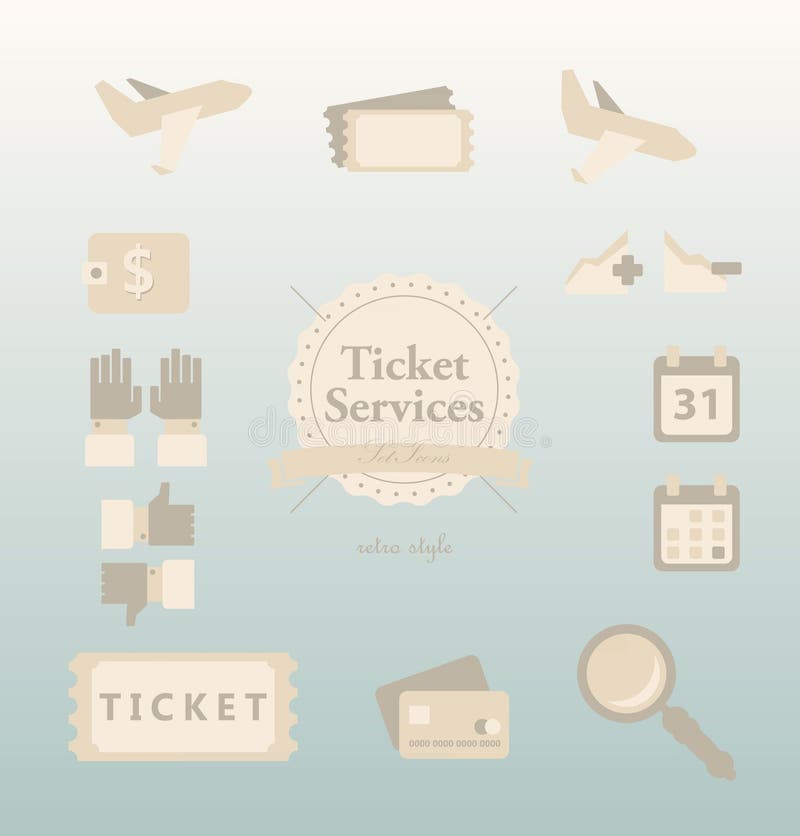 Set Vector Icons for Ticket Services. Stock Vector - Illustration of ...