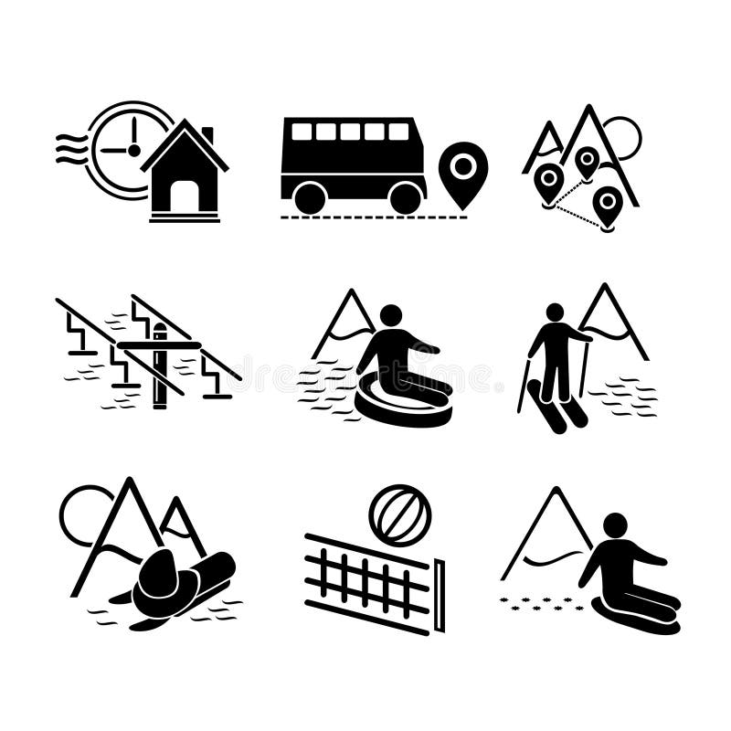 A Set of Vector Icons for Tourism and Recreation Stock Vector ...