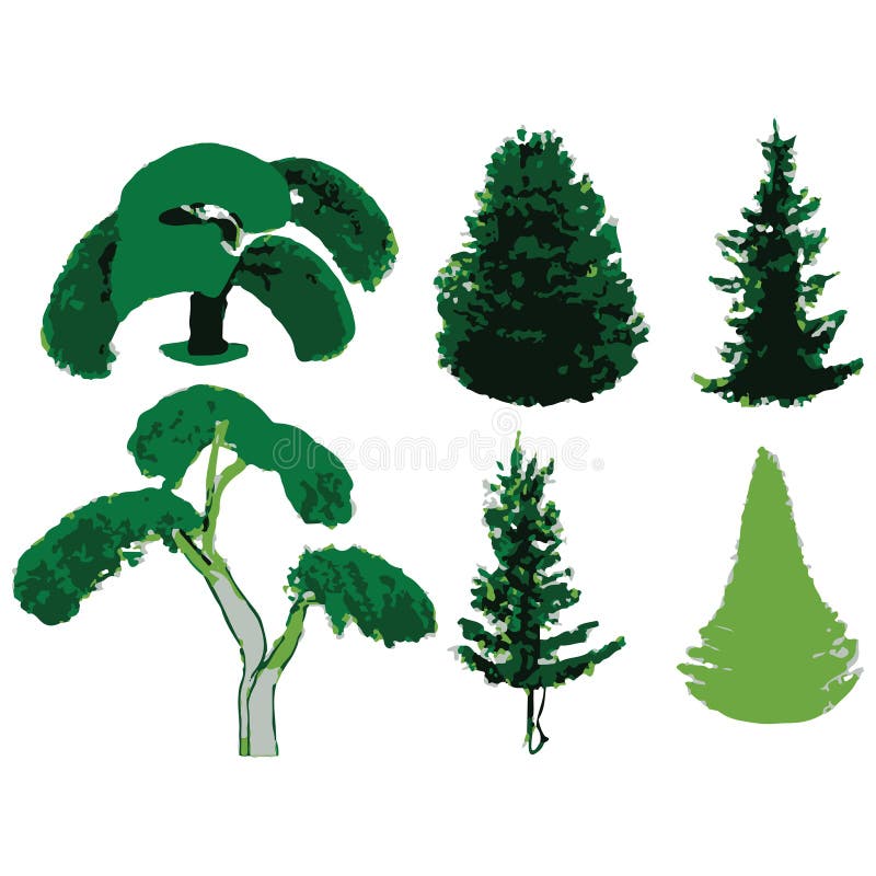Set of Vector Icons of Trees Separated on White Stock Vector ...