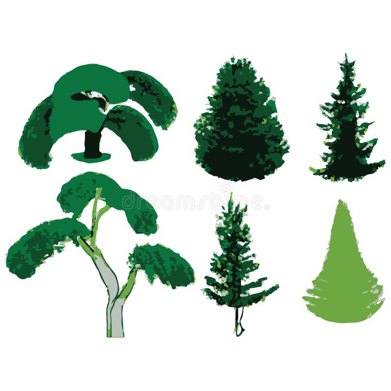 Set of Vector Icons of Trees Separated on White Stock Vector ...