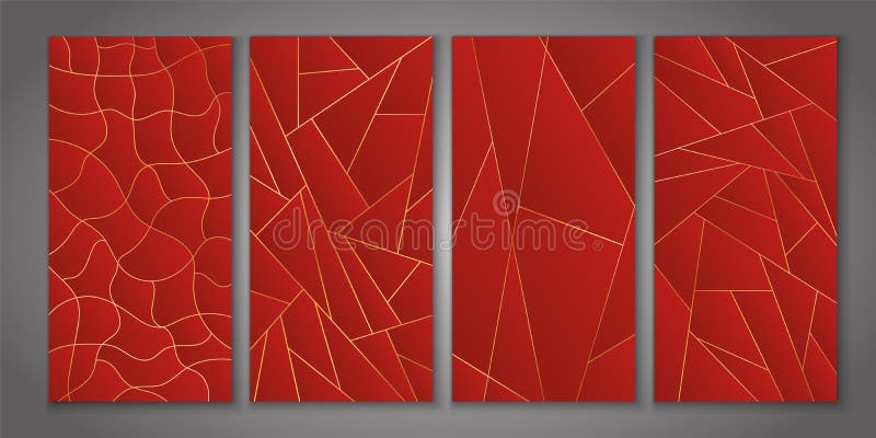 Set of Vector Illustration of Abstract Backgrounds with Gold Lines and ...