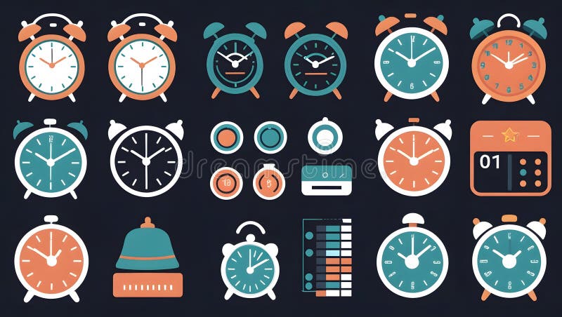Set Vector Illustration Alarm Clock Icons Various Styles Designs Stock Photos - Free & Royalty ...