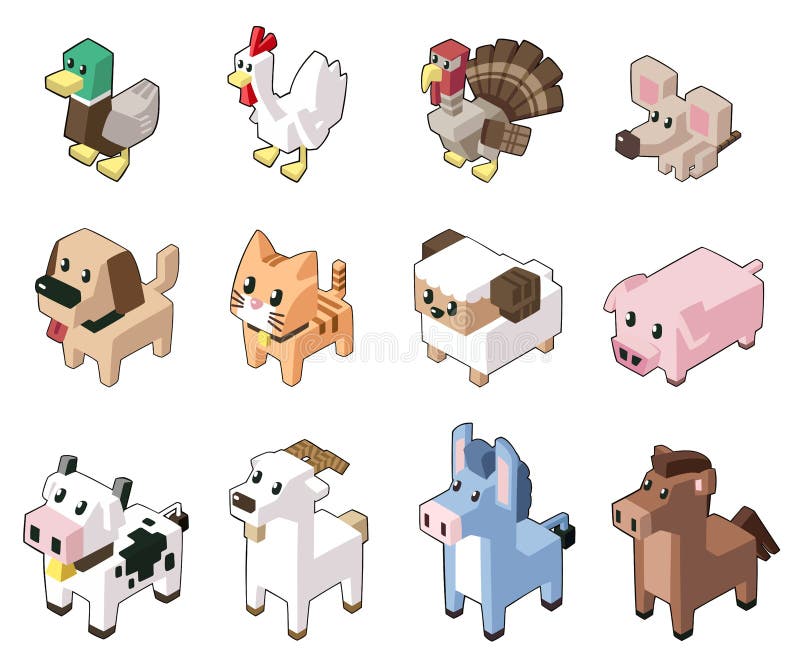 Isometric Animals Illustration Stock Vector - Illustration of isometric ...