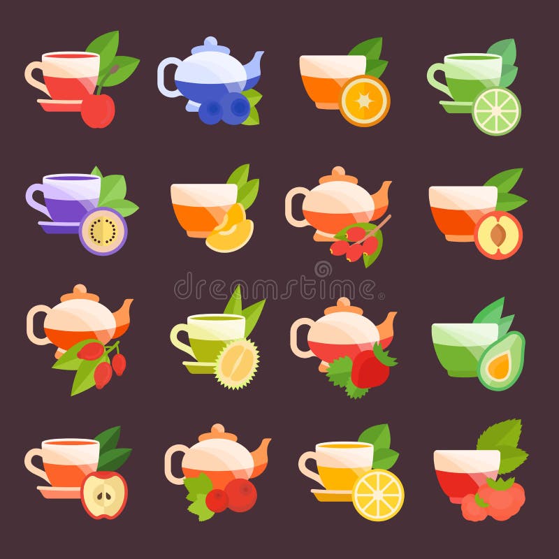 Peach Tea Set stock vector. Illustration of isolated - 61531179