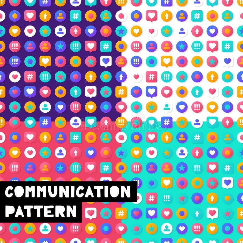 Set Vector Illustration Pattern Social Media Communication Concept with ...