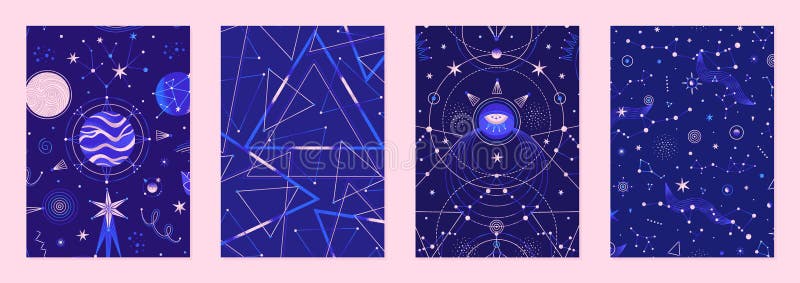 Set of Vector Illustrations of Abstract Celestial Bodies ...