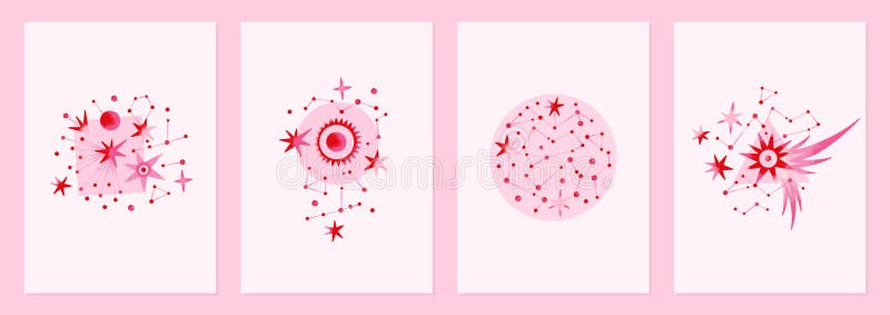 Set of Vector Illustrations of Abstract Celestial Bodies Isolated on ...