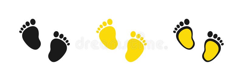 Set of Vector Illustrations of Baby Steps - Pairs of Black and Yellow ...