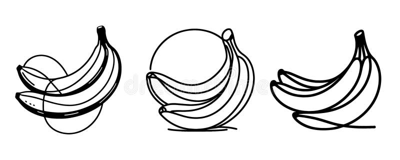 Set of Vector Illustrations. Set of Bananas in One Line. Stock Vector ...