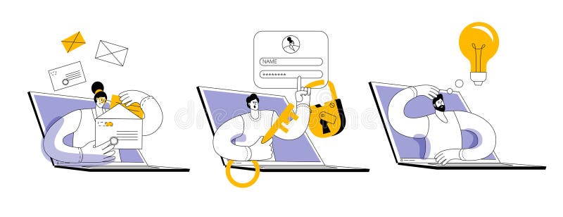 Set of Vector Illustrations with Characters. Stock Vector ...