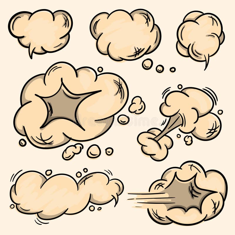 Set of Vector Illustrations for Comic Book. Objects, Clouds, Doodle ...