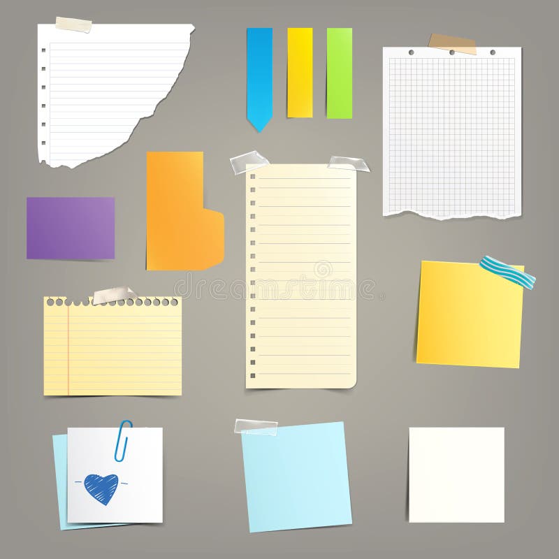 Set of Vector Illustrations of Different Paper Leaves. Stock Vector ...