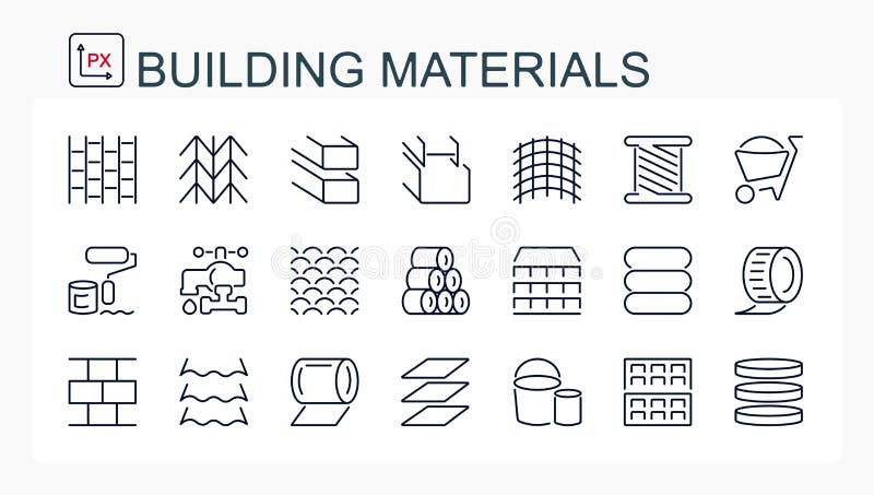 A Set of Vector Illustrations, Icons from a Thin Line of Building ...