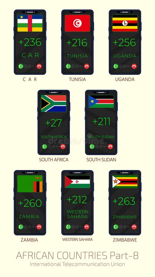 Set of Vector Illustrations of International Country Codes and Flags of ...