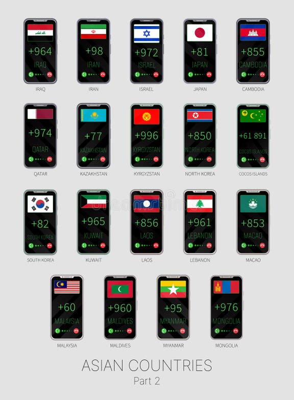 Set of Vector Illustrations of International Dialing Country Codes and ...