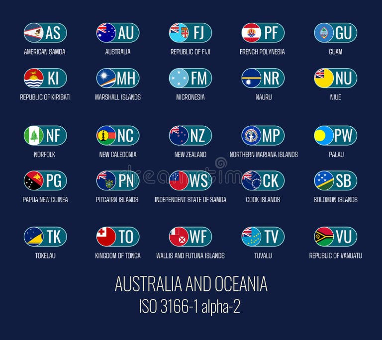 Set of Vector Illustrations of ISO 3166-1 Alpha-2 and Flags of the ...