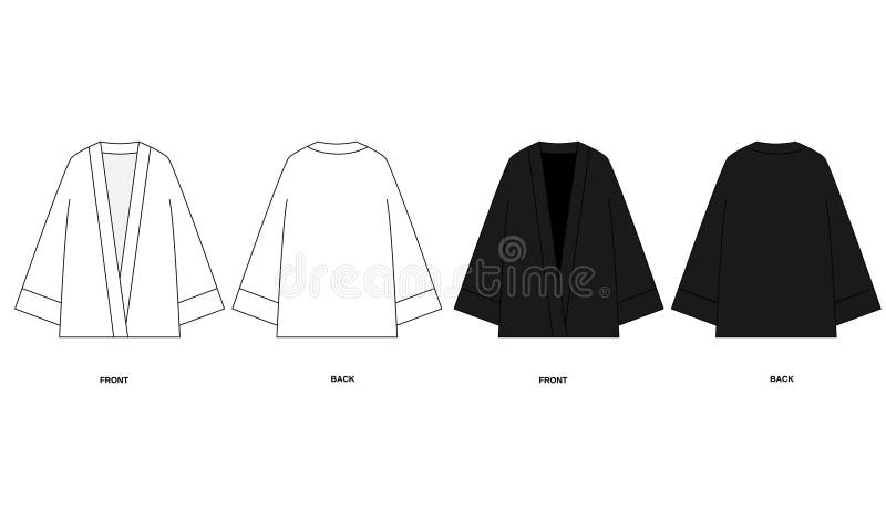 Set of Vector Illustrations of Kimono Style Cape Front and Back View ...