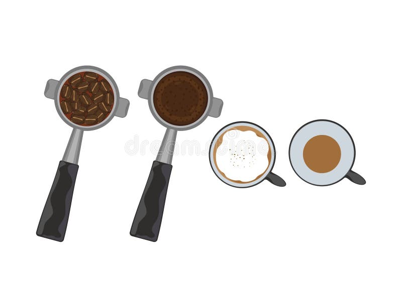 Set of Vector Illustrations Making Fresh Coffee Drinks. Fragrant ...
