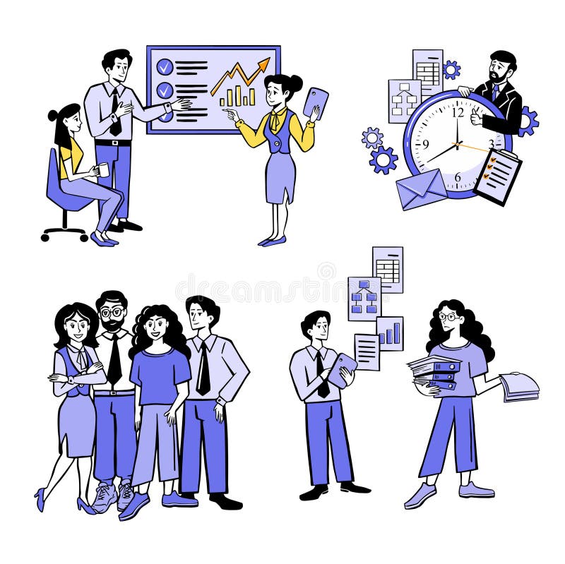 Set of Vector Illustrations of Office Concept Related To Business Planning and Strategy Stock ...