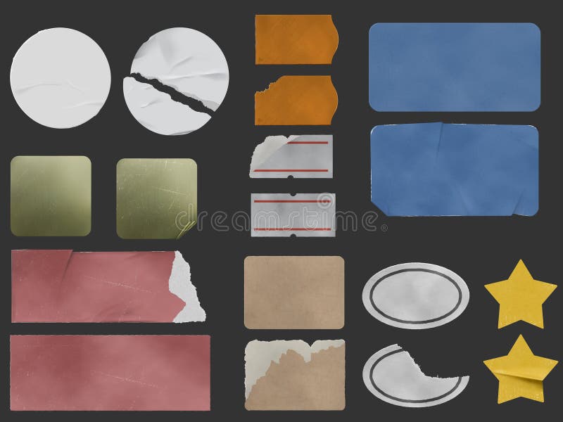 Old Paper Stickers and Labels Vector Set Stock Vector - Illustration of ...